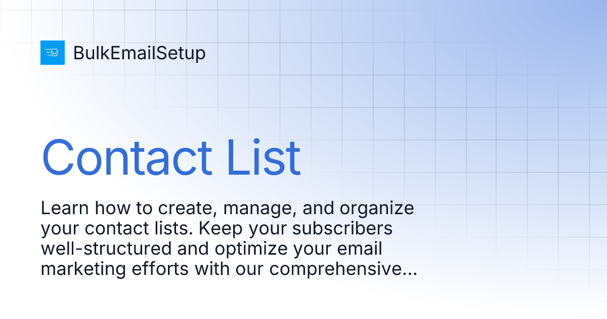Contact List | BulkEmailSetup